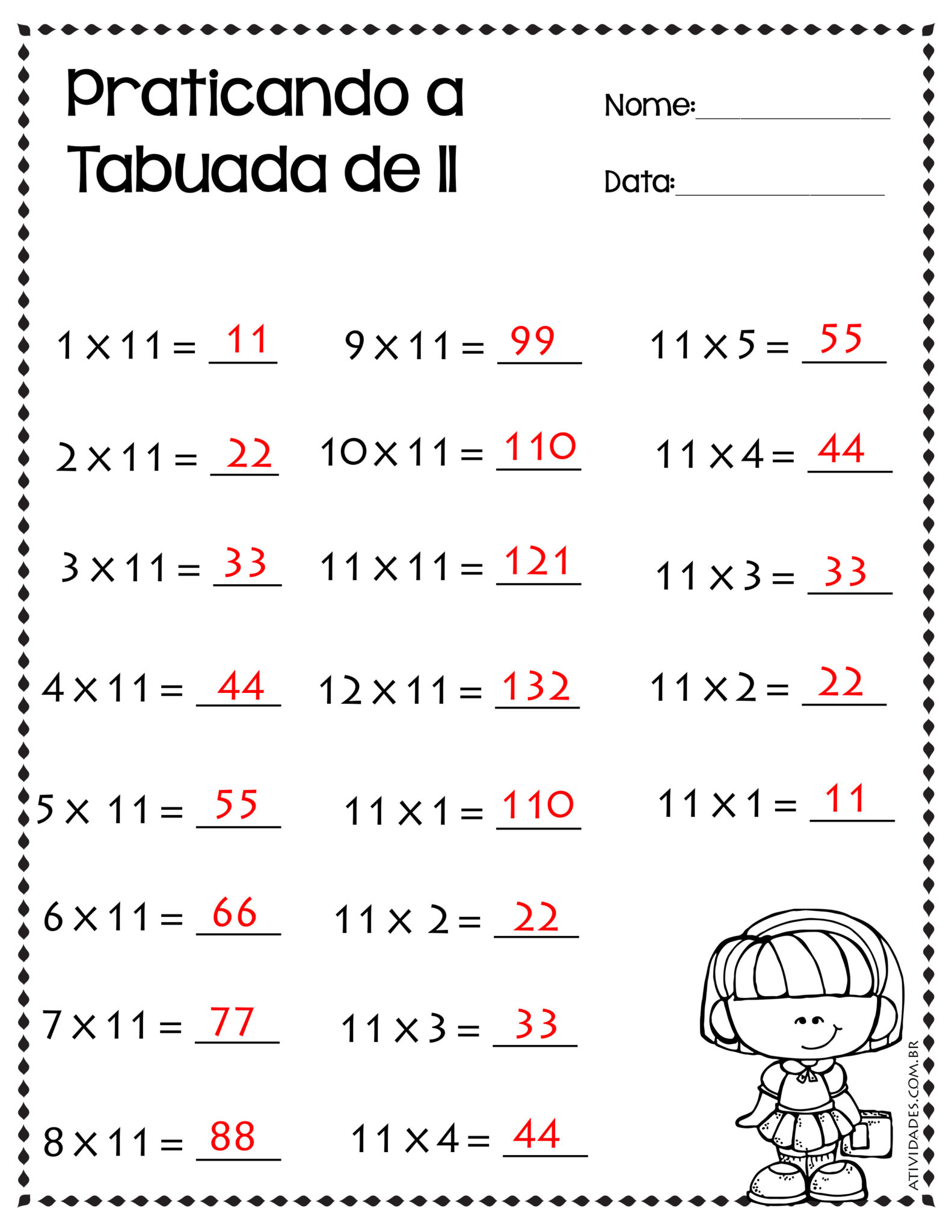 Praticando a Tabuada – Atividades de Matematica